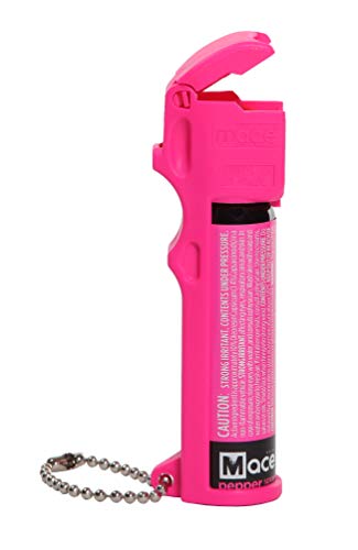 mace Brand Personal Pepper Spray (Neon Pink) – 12’ Pepper Spray with 3-in-1 Formula, Flip Top Safety Cap, Leaves UV Dye on Skin – Self Defense Pepper Spray for Women, Made in The USA