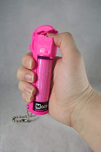 mace Brand Personal Pepper Spray (Neon Pink) – 12’ Pepper Spray with 3-in-1 Formula, Flip Top Safety Cap, Leaves UV Dye on Skin – Self Defense Pepper Spray for Women, Made in The USA