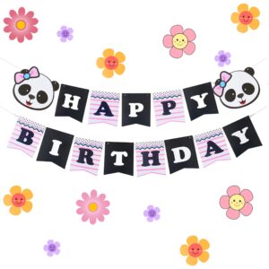 Welliboom Cute Cartoon Panda Birthday Party Supplies with Banner,Children Party Decoration, Girl Birthday Party Decoration Full Birthday Set 67PCS For Birthday Party