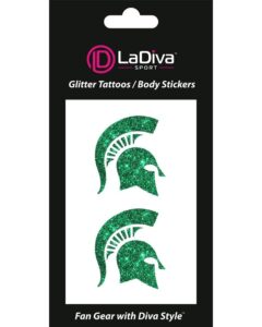 michigan state spartans glitter tattoo 2-pack