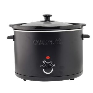 Courant Slow Cooker 5.5 Quart Crock, with Easy Cooking Options, Dishwasher Safe Pot and Glass Lid, Matte Black