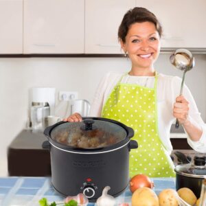 Courant Slow Cooker 5.5 Quart Crock, with Easy Cooking Options, Dishwasher Safe Pot and Glass Lid, Matte Black