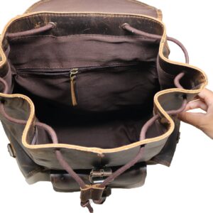 HG-LTHR 16" Brown Leather Backpack Vintage Rucksack Laptop Bag Water Resistant Casual Daypack College Bookbag Comfortable Lightweight Travel Hiking/picnic For Men