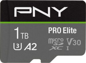 pny 1tb pro elite microsdxc memory card - 100mb/s, uhs-i, 4k uhd, full hd, a2, micro sd