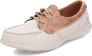 skechers womens boat shoe, natural, 8.5 us