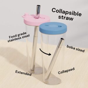 Dodoko Reusable Boba Cup and Straw Boba Tea Cup Bubble Tea Cup Reusable Iced Coffee Cup Cold Coffee Cup Smoothie Cup with Lid and Straw Smoothie Cup to go Smoothie Tumbler 24 oz - Sage Green