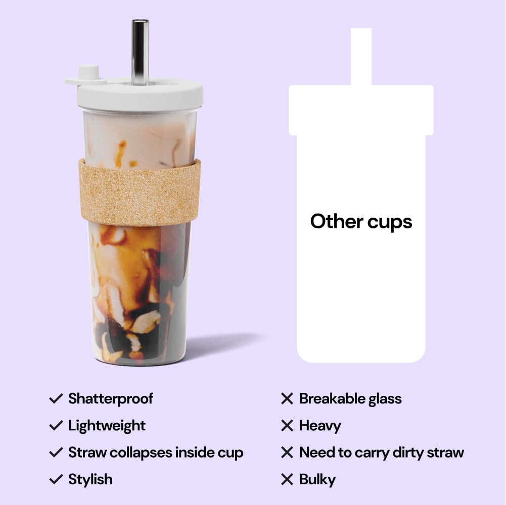 Dodoko Reusable Boba Cup and Straw Boba Tea Cup Bubble Tea Cup Reusable Iced Coffee Cup Cold Coffee Cup Smoothie Cup with Lid and Straw Smoothie Cup to go Smoothie Tumbler 24 oz - Sage Green