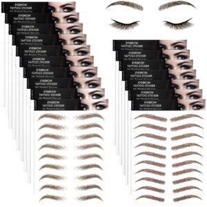 9 sheets eyebrow tattoos for women waterproof eyebrow tattoo sticker 4d eyebrow tattoo eyebrow transfers stickers eyebrow grooming shaping sticker for women girls makeup supplies(light brown)