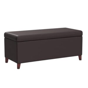 Joveco 42" Storage Bench Ottoman Footstool- Lift Top Coffee Table Ottoman- Brown Faux Leather Ottoman with Storage- End of Bed Bench for Living Room and Bedroom