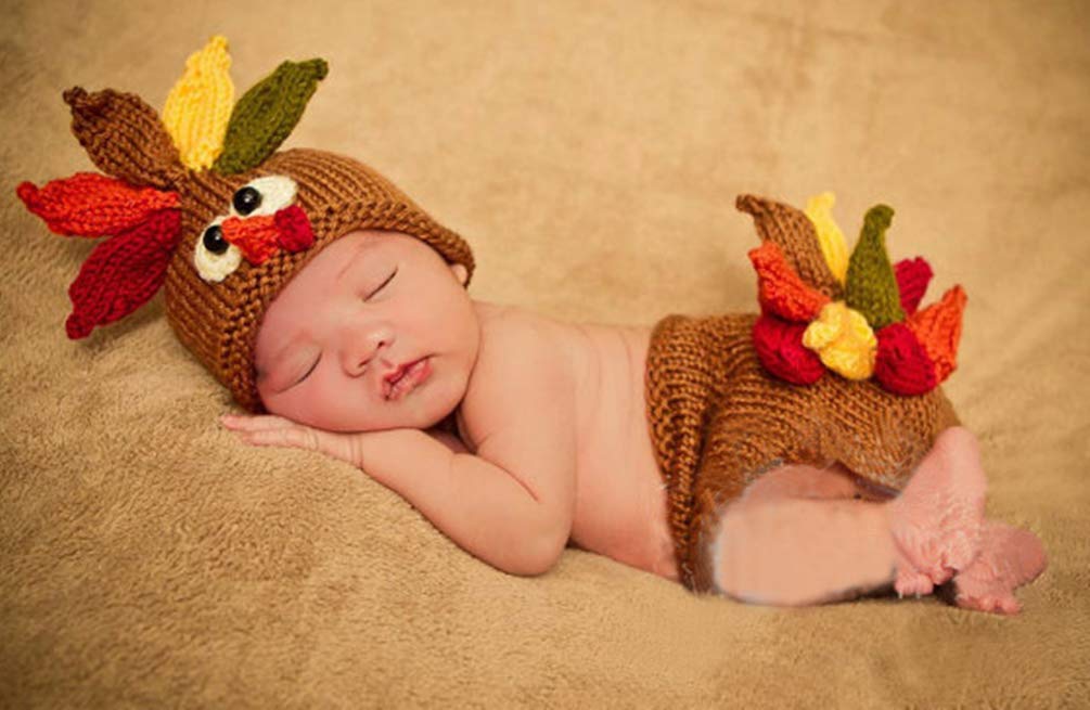 Christmas Halloween Newborn Photography Prop Baby Boy Girl Photo Outfits Turkey Hat Short Photo shoot Costume