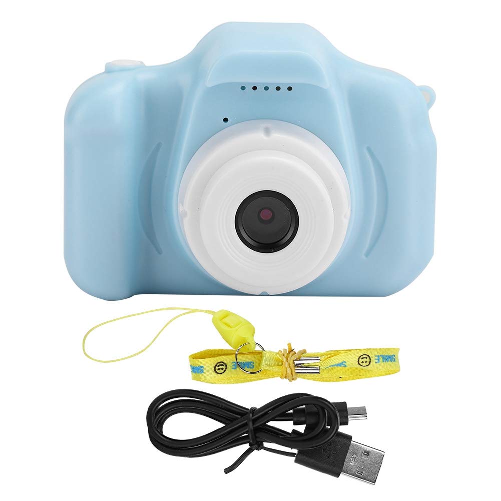 Children Camera,Digital Video Simple Operation Camera,Cartoon Children Intelligence Kid Mini Photography Camera with Lanyard,Eco-Friendly Silicone Camera Kids(Blue)