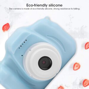 Children Camera,Digital Video Simple Operation Camera,Cartoon Children Intelligence Kid Mini Photography Camera with Lanyard,Eco-Friendly Silicone Camera Kids(Blue)