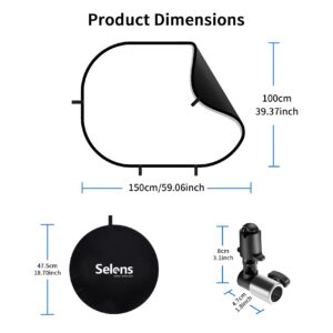 Selens 3x5ft Black White Backdrop, Muslin Pop-Up Collapsible Backdrop 2-in-1 Self Tape Backdrop with Clip and Carry Bag for Portrait and Headshot Photography