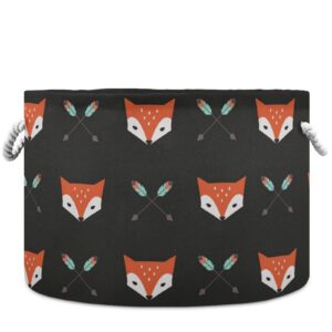 visesunny storage basket foxes arrow animal nursery hamper canvas fabric toy storage organizer bin storage box laundry basket for kid rooms,playroom,shelves,toy basket