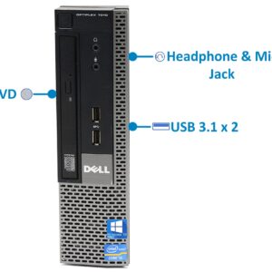 Dell Optiplex 7010 USFF Desktop Computer with Intel i5-3470S Upto 3.6GHz, HD Graphics 2500 4K Support, 8GB RAM, 1TB SSD, DisplayPort, HDMI, DVD, AC Wi-Fi, Bluetooth - Windows 10 Pro (Renewed)