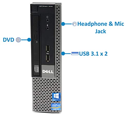 Dell Optiplex 7010 USFF Desktop Computer with Intel i5-3470S Upto 3.6GHz, HD Graphics 2500 4K Support, 8GB RAM, 256GB SSD, DisplayPort, HDMI, DVD, AC Wi-Fi, Bluetooth - Windows 10 Pro (Renewed)