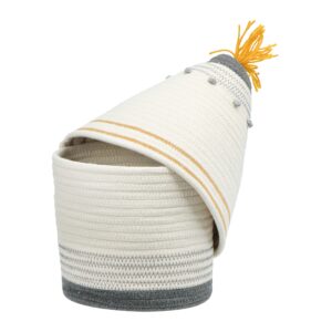 Creative Co-Op Cotton Rope Lid and Embroidery Baskets, Grey