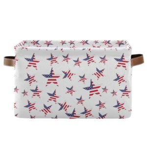 senya fourth of july basket american independence day storage box july 4th, usa flag stars fabric storage bin organizer bag with handles