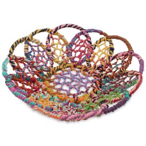 india handicrafts colorful rainbow flower multicolor 16 inch jute shelf basket