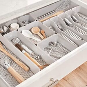 Spectrum Diversified Hexa Drawer Organizer Tray Modern Kitchen Cutlery, Utensil, Silverware Holder Caddy, 6 Dividers Cabinet Storage, 13 x 16, Stone Gray