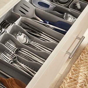 Spectrum Diversified Hexa Drawer Organizer Tray Modern Kitchen Cutlery, Utensil, Silverware Holder Caddy, 6 Dividers Cabinet Storage, 13 x 16, Stone Gray