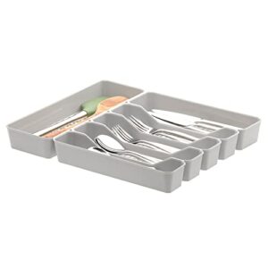 Spectrum Diversified Hexa Drawer Organizer Tray Modern Kitchen Cutlery, Utensil, Silverware Holder Caddy, 6 Dividers Cabinet Storage, 13 x 16, Stone Gray