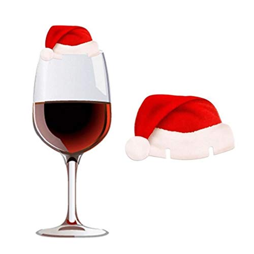 The Crafty Owl Christmas Holidays Santa Reindeers Snowman Wine Glass Markers for Party and Events (Santa's Hat)