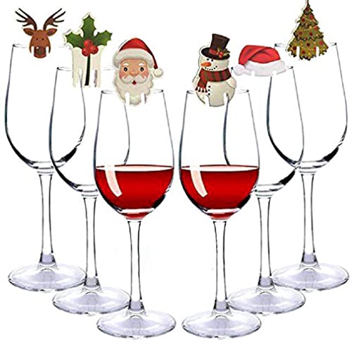 The Crafty Owl Christmas Holidays Santa Reindeers Snowman Wine Glass Markers for Party and Events (Santa's Hat)