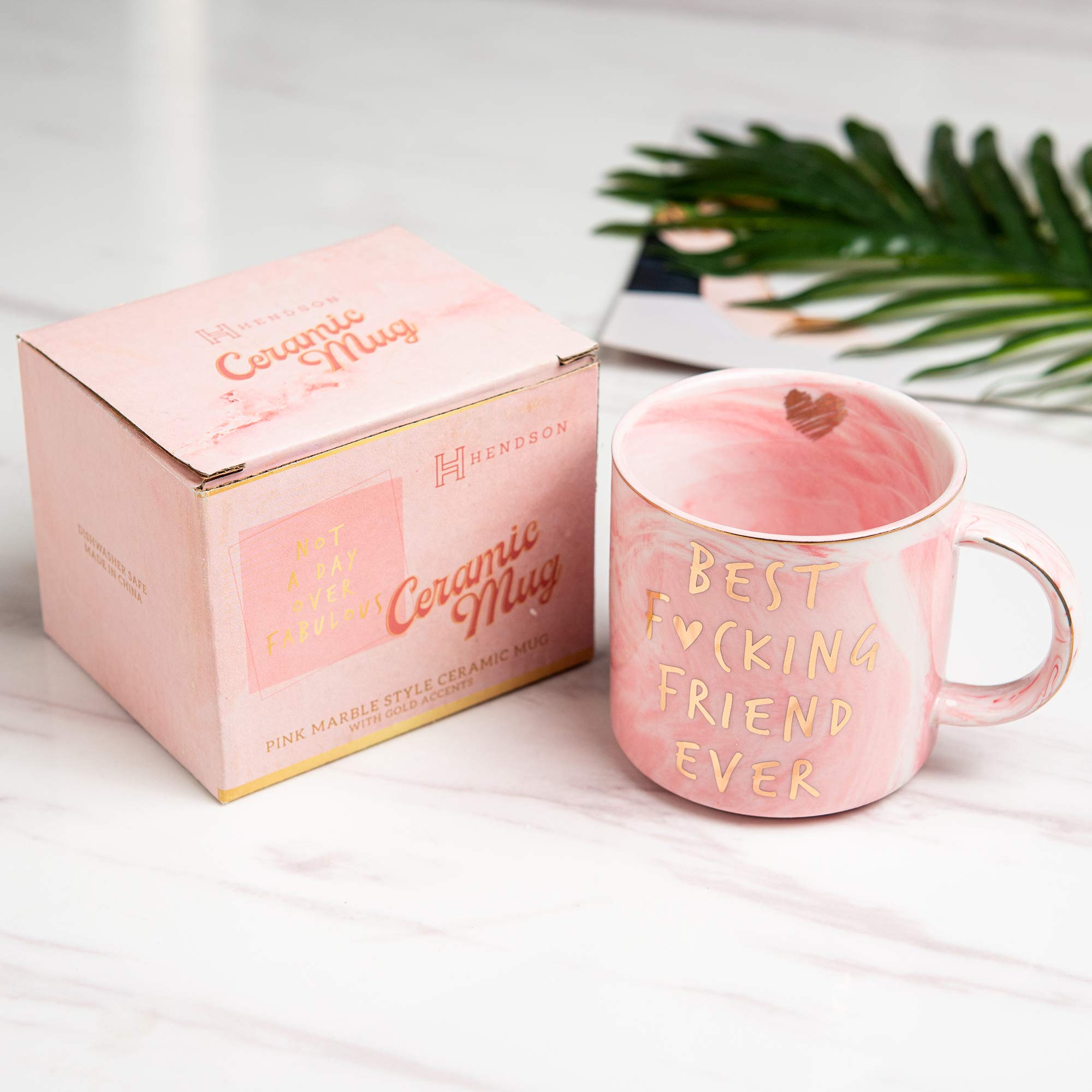 Best Friend Birthday Gifts for Women - Best F Friend Ever - Funny Friendship Gifts for Women - Gifts for BFF, Bestfriend, Besties, Sister, Her, Woman - Cute Pink Marble Mug, 11.5oz Coffee Cup