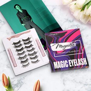 Magnetic Eyelashes With Magnetic Eyeliner,2022 Upgraded Reusable 3D Magnetic Eyelashes And Eyeliner Kit,Fluffy Eyelashes Magnetic with 2 eyeliner,magnético pestaña,No Glue Needed.