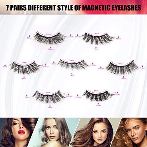 Magnetic Eyelashes With Magnetic Eyeliner,2022 Upgraded Reusable 3D Magnetic Eyelashes And Eyeliner Kit,Fluffy Eyelashes Magnetic with 2 eyeliner,magnético pestaña,No Glue Needed.