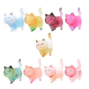 halloluck 9 pcs colorful cute miniature cat figure animal cat characters toys mini figure collection playset, cake topper, plant, automobile decoration