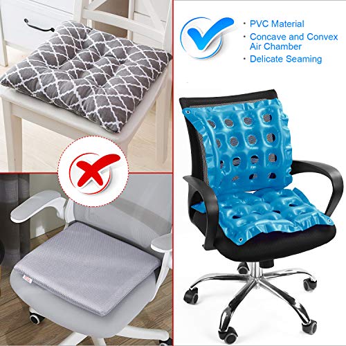 SUNSHINE-MALL Office Chair Cushions, air Cushion seat, sit Cushion, with air Vent, can be a Small Amount of air or Water, Very Suitable for Office Chair and Wheelchair use(Blue 19 inch)