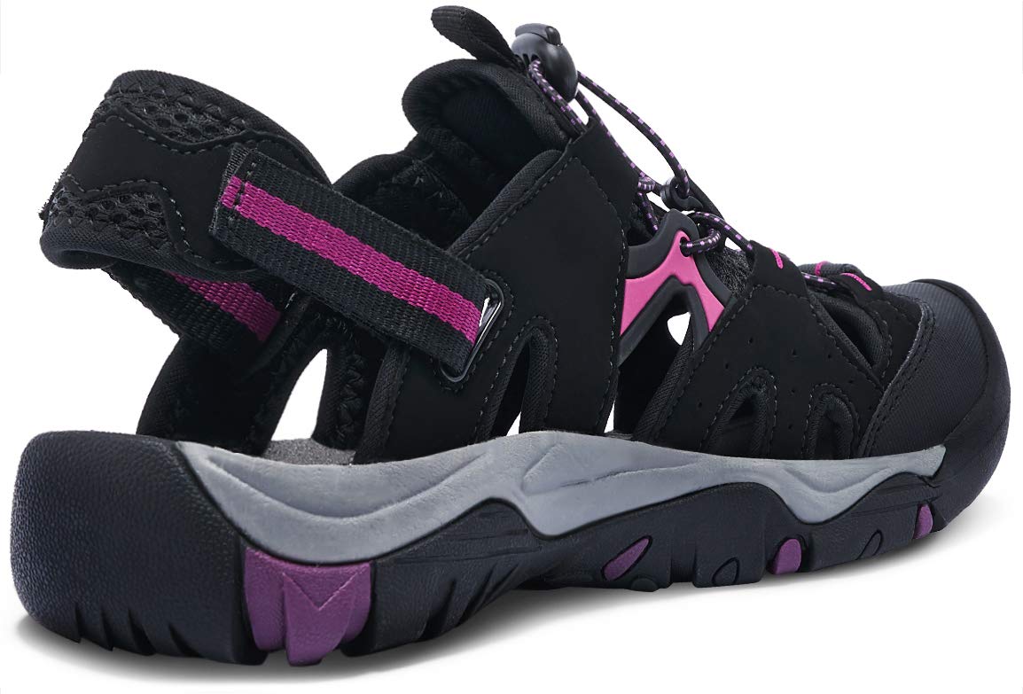 atika Women Athletic Outdoor Sandal, Closed Toe Lightweight Walking Water Shoes, Summer Sport Hiking Sandals, Phoenix Balck & Violet, 6