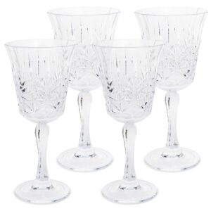 bellaforte shatterproof tritan wine glass, set of 4, 10oz - myrtle beach plastic wine glasses - unbreakable wine goblets for indoor and outdoor use - bpa free - dishwasher safe - clear