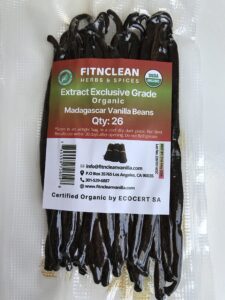 26 organic madagascar vanilla beans extract exclusive grade b| 4.5" - 5.5" by fitnclean vanilla| certified usda organic. bulk dry whole bourbon non-gmo pods