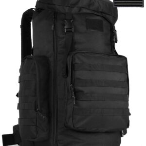 Protector Plus Tactical Hiking Daypack 70-85L Military MOLLE Assault Backpack Army Traveling Camping Pack Bug Out Bag Outdoor Rucksack (Rain Cover & Patch Included),Black