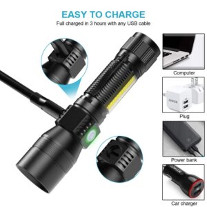 UV Flashlight Black Light, USB Rechargeable Flashlight with Magnetic Base - 1000lm High Light, Side Light, 7 Modes, Zoomable, Waterproof – LED Torch for Mechanics Pet Urine Stains Detection (1)