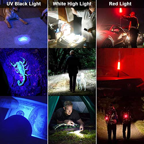 UV Flashlight Black Light, USB Rechargeable Flashlight with Magnetic Base - 1000lm High Light, Side Light, 7 Modes, Zoomable, Waterproof – LED Torch for Mechanics Pet Urine Stains Detection (1)