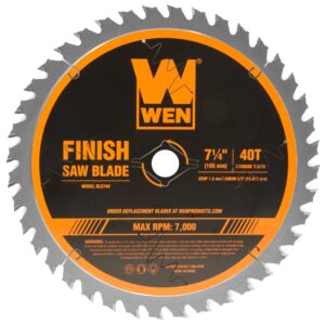 WEN BL0740 7.25-Inch 40-Tooth Carbide-Tipped Professional Finish Saw Blade for Miter Saws and Circular Saws