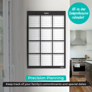 WallDeca Large Dry Erase Calendar for Wall - 2024 Wall Calendar Dry Erase Monthly Yearly Planner - Laminated White Board Calendar Sheet - Horizontal/Vertical Layout - 24" x 36" Dry Erase Wall Calendar