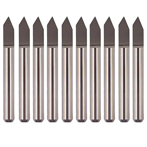 Eagles 3.175mm Flat Bottom Carbide CNC Engraving Bits 60 Degree 0.1mm V-Shape 1/8 Engraving Bits for PCB Acrylic Metal Aluminum, 10pcs