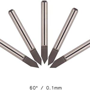 Eagles 3.175mm Flat Bottom Carbide CNC Engraving Bits 60 Degree 0.1mm V-Shape 1/8 Engraving Bits for PCB Acrylic Metal Aluminum, 10pcs