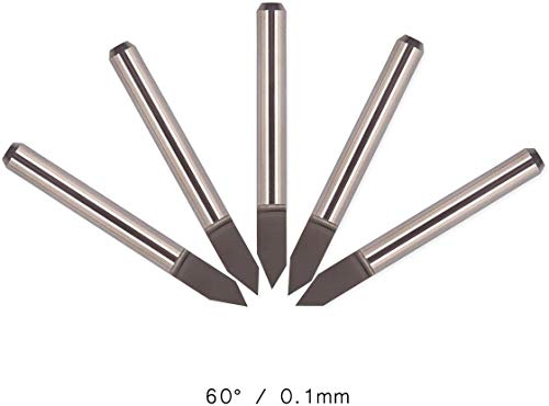 Eagles 3.175mm Flat Bottom Carbide CNC Engraving Bits 60 Degree 0.1mm V-Shape 1/8 Engraving Bits for PCB Acrylic Metal Aluminum, 10pcs