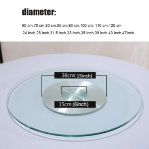 Kitchen Lazy Susan Turntable with Aluminum Base , Round Table Service Tray, Heavy Duty Non-Skid, Large Glass Turntable，Thick: 10mm