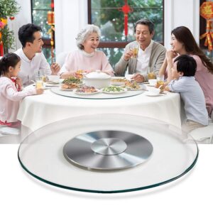 Kitchen Lazy Susan Turntable with Aluminum Base , Round Table Service Tray, Heavy Duty Non-Skid, Large Glass Turntable，Thick: 10mm