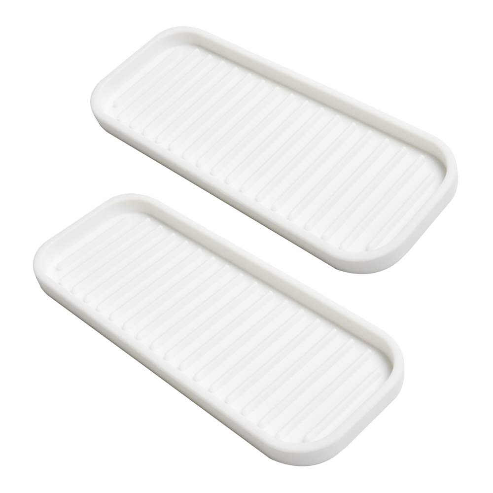 Silicone Sponge Holder Kitchen Sink Organizer Tray Dish Caddy Soap Dispenser, Scrubber Spoon Holder,Dishwashing Accessories 2 Pack (White)