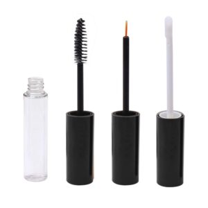 10ml Empty Mascara Tube, Eyeliner Tube and Lip Gloss Tubes,Black Eyelash Cream Container Bottle with Funnels Transfer Pipettes(3pcs)