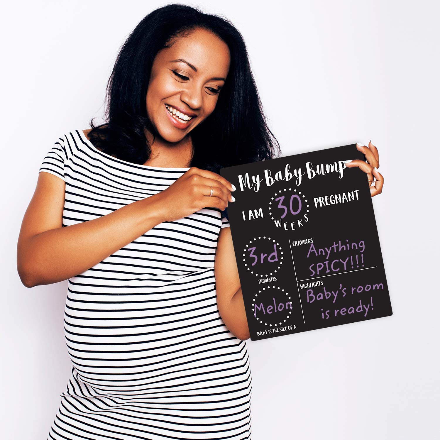 Canopy Street My Baby Bump Pregnancy Timeline / 10"x 12" Chalkboard Style Sign/Monthly Milestone Blackboard Photo Prop