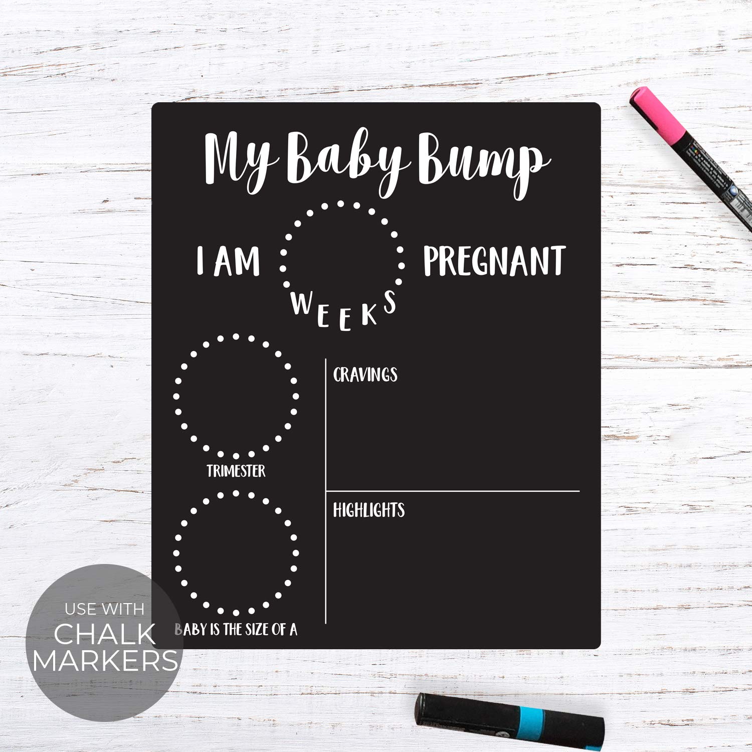 Canopy Street My Baby Bump Pregnancy Timeline / 10"x 12" Chalkboard Style Sign/Monthly Milestone Blackboard Photo Prop